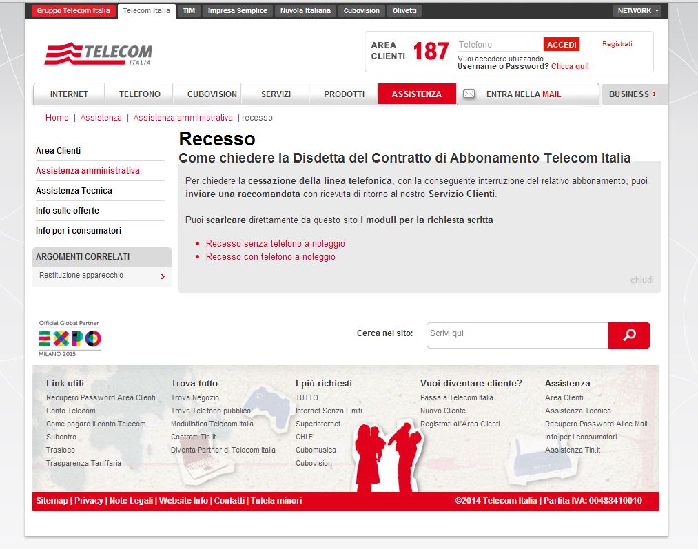 Disdetta Telecom: modulo e lettera da inviare per disdire l'abbonamento ...