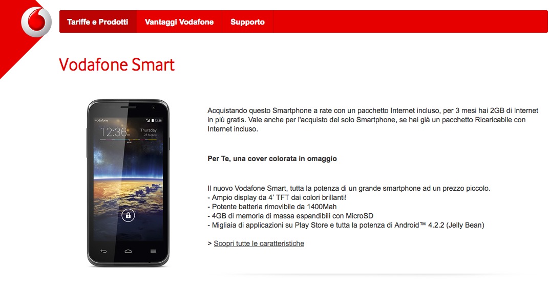 Vodafone Smart: prezzo e scheda dell'Android da 69€ - Tecnocino